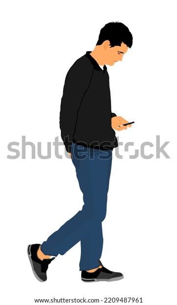 Sad Man Talking On Mobile Phone Stock Vector Royalty Free 2209487961