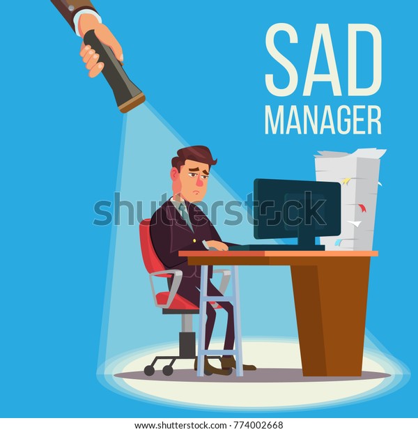 Sad Manager Businessman Vector Sitting Workplace Stock Vector (Royalty ...