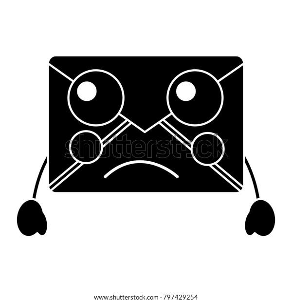 Sad Message Envelope Kawaii Icon Image Stock Vector (Royalty Free ...