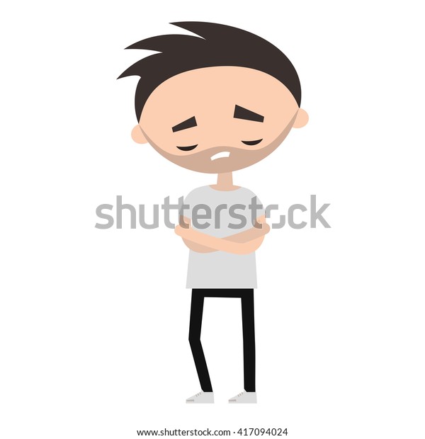 Sad Offended Man Cartoon Illustration Vector 스톡 벡터(로열티 프리) 417094024 ...