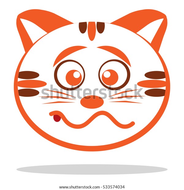 Sad Orange Cat Face On White Stock Vector (Royalty Free) 533574034