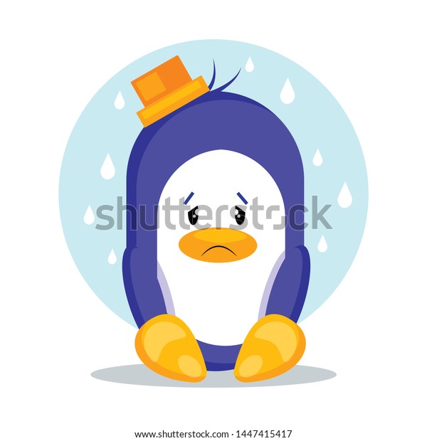 Sad Penguin Vector Illustration Isolated On Stock Vector (Royalty Free ...