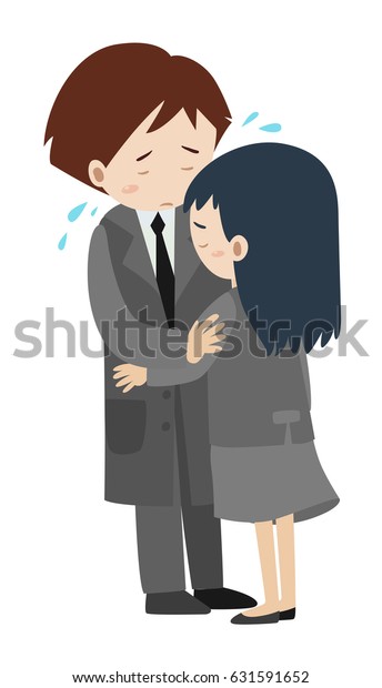 Sad People Hugging Crying Illustration Stock Vector (Royalty Free ...
