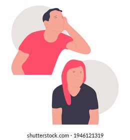 Sad People Vector Cartoon Characters Set Stock Vector (Royalty Free ...