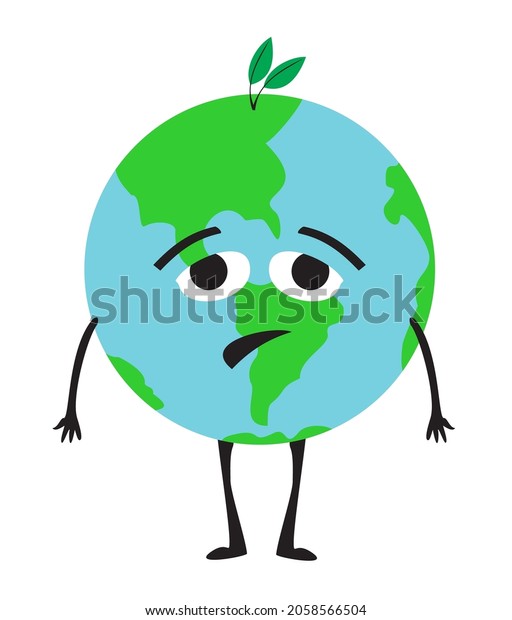 Sad Planet Earth Planet Mascot Without Stock Vector (Royalty Free ...