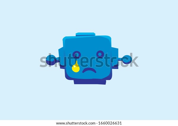 Sad Robot Tears On Blue Background Stock Vector (Royalty Free ...