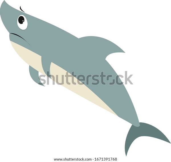 Sad Shark Illustration Vector On White Stock Vector (Royalty Free ...