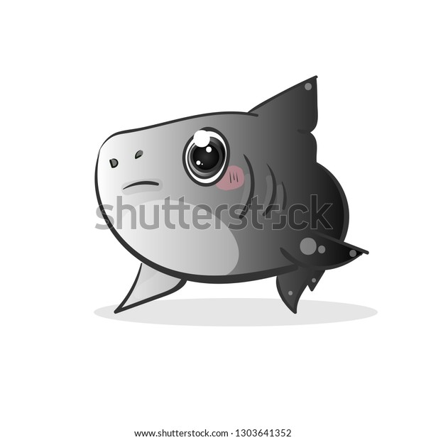 Sad Shark Vector Illustration Stock Vector (Royalty Free) 1303641352