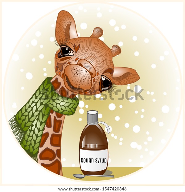 Sad Sick Giraffe Green Knitted Scarf Stock Vector (Royalty Free ...