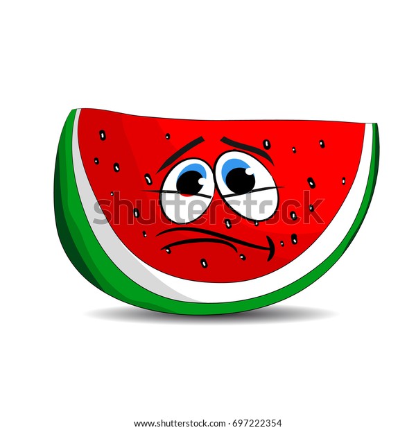 Sad Slice Watermelon Cartoon On White Stock Vector (Royalty Free ...