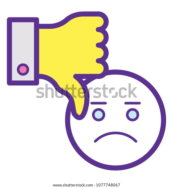 Sad Smiley Thumbs Down Hand Gesture Stock Vector (Royalty Free ...