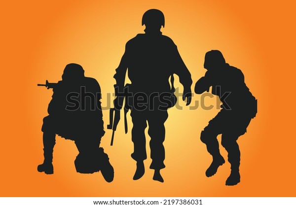 Sad Soldiers Troop Silhouette Vector Military Stock Vector (Royalty ...