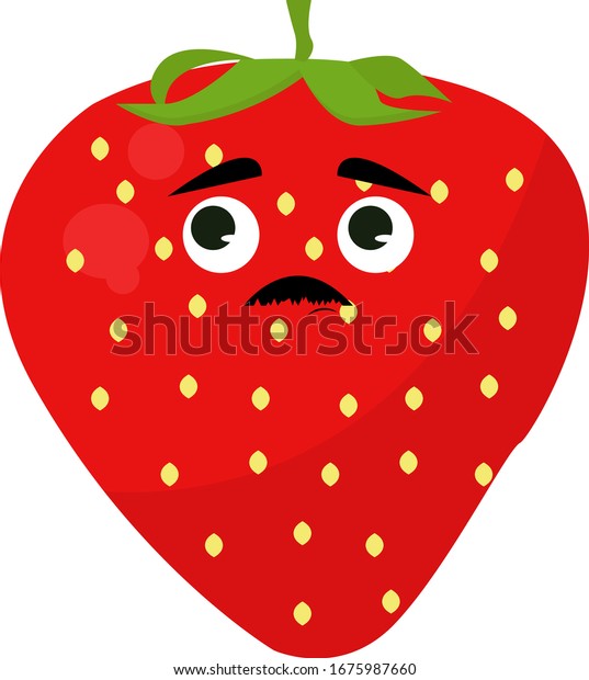 Sad Strawberry Illustration Vector On White Stock Vector (Royalty Free ...
