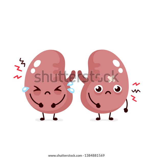 Sad Suffering Sick Cute Kidneys Character Stock Vector (Royalty Free ...