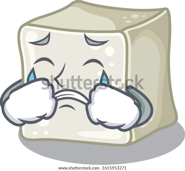 Sad Sugar Cube Cartoon Mascot Style Stock Vector (Royalty Free ...