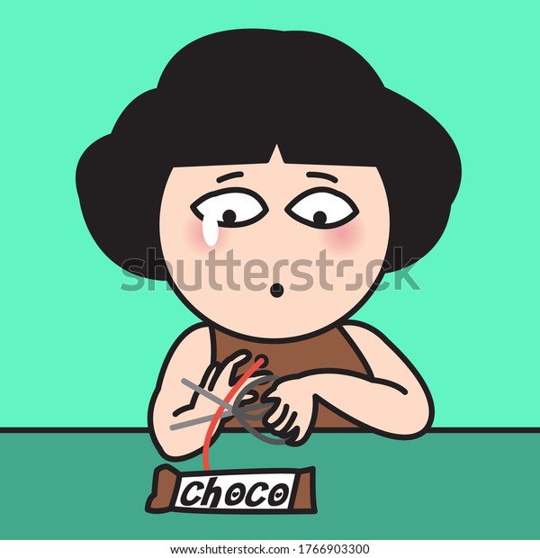 Sad Woman Using Scissors Cut Open Stock Vector (Royalty Free ...