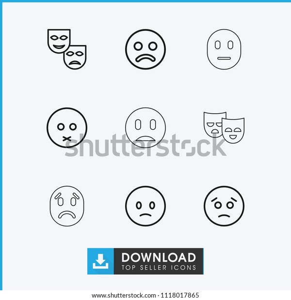 Sadness Icon Collection 9 Sadness Outline Stock Vector (Royalty Free ...