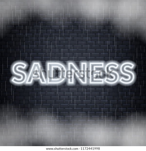 Sadness Neon Lettering Sad Mood Vector Stock Vector (Royalty Free ...
