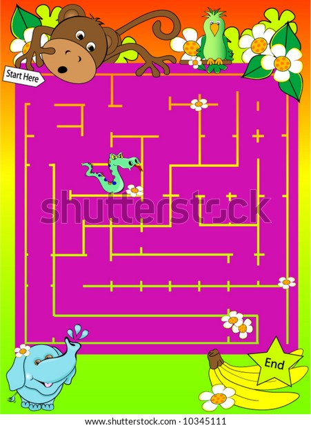 Safari Animal Maze Vector Stock Vector (Royalty Free) 10345111 ...
