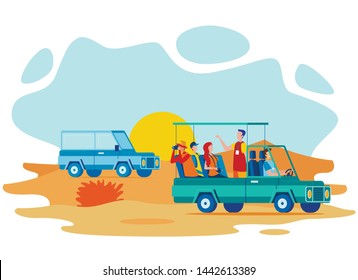 Safari Guide Road Tour Flat Vector Stock Vector (Royalty Free ...