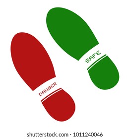 Safe Danger Footstep Symbols Stock Vector (Royalty Free) 1011240046 ...
