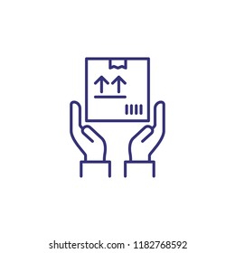 Safe Delivery Line Icon Box Hands Stock Vector (Royalty Free) 1182768592