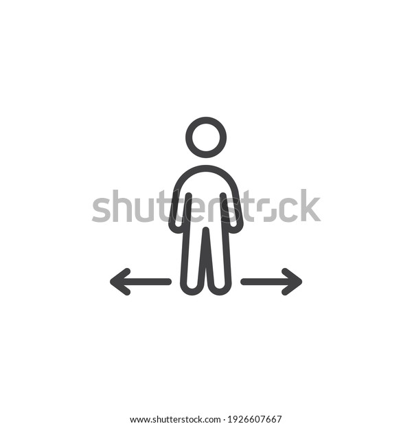 Safe Distance Line Icon Man Arrows Stock Vector (Royalty Free ...