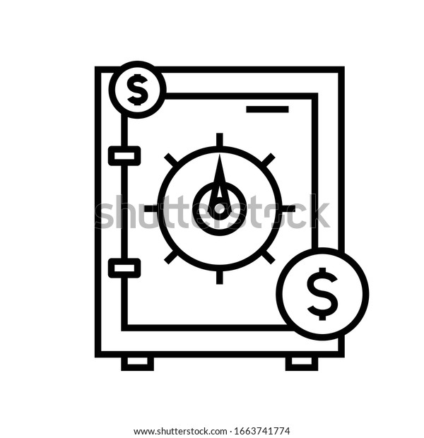 Safe Line Icon Concept Sign Outline Stock Vector (Royalty Free ...