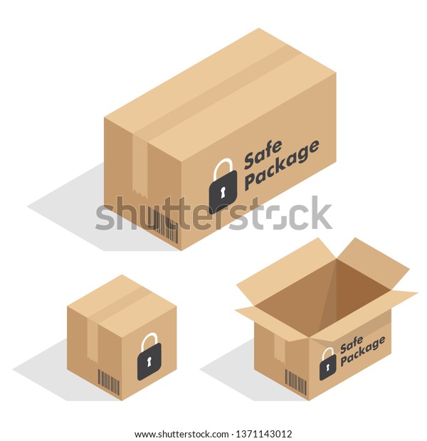 Safe Package Cardboard Illustration Isometric 3d Stock Vector (Royalty ...
