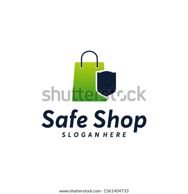 Safe Shop logo designs concept vector, Shield and Shopping bag logo ...