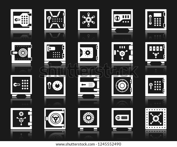 Safe Silhouette Icons Set Isolated Sign Stock Vector (Royalty Free ...