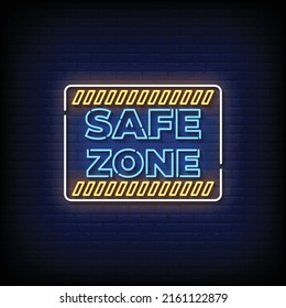 Safe Zone Neon Sign On Brick Stock Vector (Royalty Free) 2161122879 ...