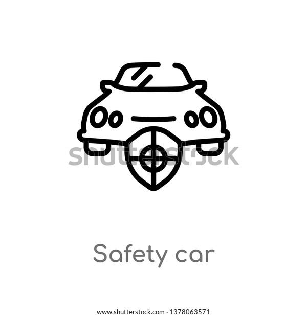 Safety Car Vector Line Icon Simple Stock Vector (Royalty Free ...