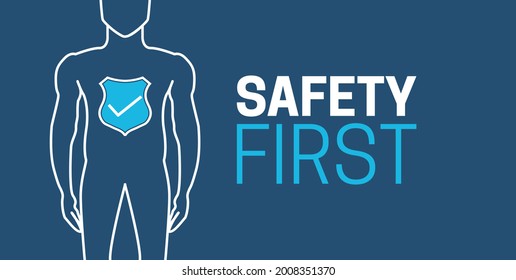 Safety First Background Illustration Man Shield Stock Vector (Royalty ...