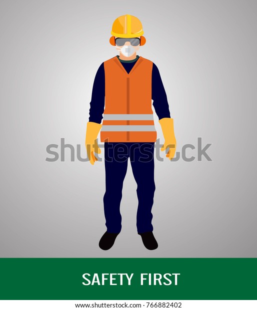 Safety First Construction Workers Protection Stock Vector (Royalty Free ...