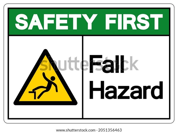 Safety First Fall Hazard Symbol Vector Stock Vector (Royalty Free ...