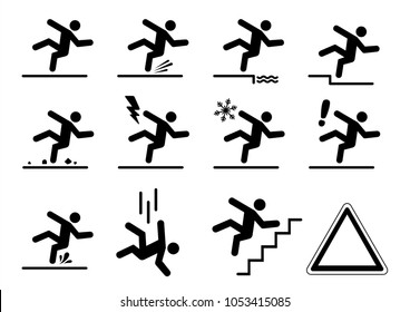 Danger of falling vector symbol