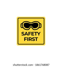 Safety First Safety Glasses Required Area Stock Vector (Royalty Free ...