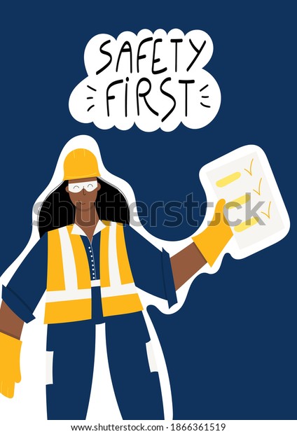 Safety First Handwritten Phrase Poster Design Stock Vector (Royalty ...