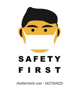 Safety First Icon Illustration Flat Vector Stock Vector (Royalty Free ...