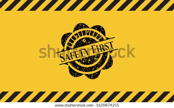 Safety First Inside Warning Sign Black Stock Vector (Royalty Free ...