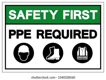 Safety First Ppe Required Symbol Sign: เวกเตอร์สต็อก (ปลอดค่าลิขสิทธิ์ ...