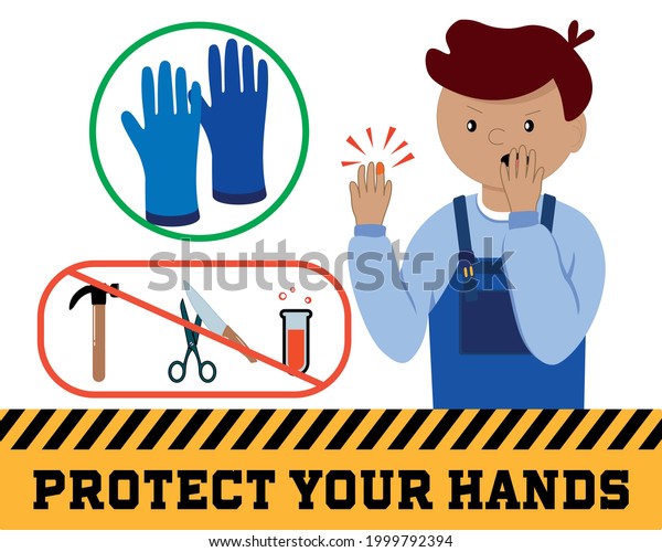 Safety First Protect Your Hands Poster Stock Vector (Royalty Free ...