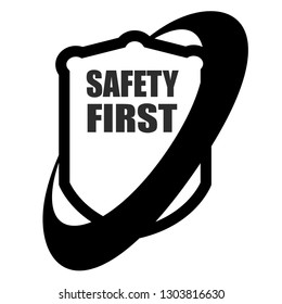 Safety First Shield Sign Stock Vector (Royalty Free) 1303816630 ...