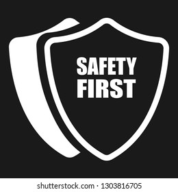 Safety First Shield Sign Stock Vector (Royalty Free) 1303816705 ...