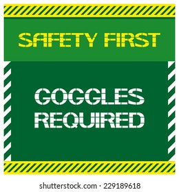 Safety Firstgoggles Required Font Poster Safety Stock Vector (Royalty ...