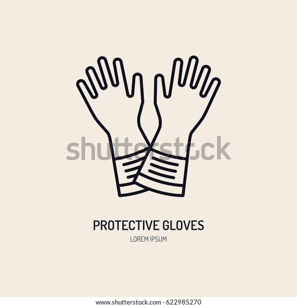 Safety Gloves Hand Protection Flat Line Stock Vector (Royalty Free ...