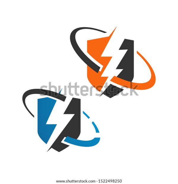 Safety Guard Shield Electric Logo Design Stock Vector (Royalty Free ...