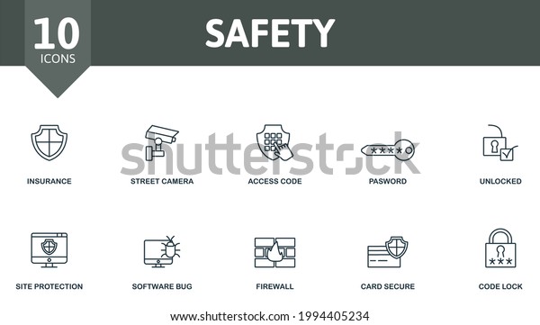 Safety Icon Set Contains Editable Icons Stock Vector (Royalty Free ...