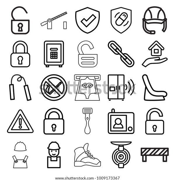 Safety Icons Set 25 Editable Outline Stock Vector (Royalty Free ...